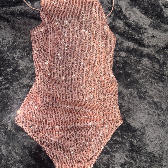 Olive Tree | Tops | Shimmering Pink Sequin Bodysuit | Poshmark
